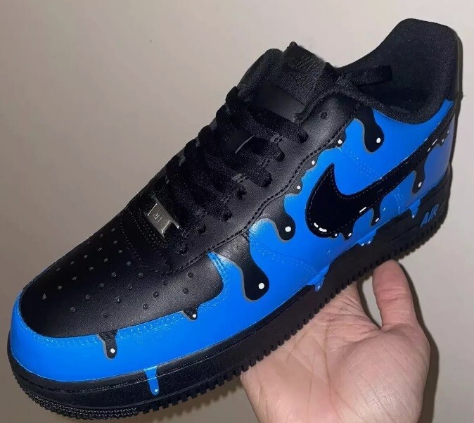 Custom Air Force 1 Military Blue Icy Black /Air Force 1 Custom Shoes ...