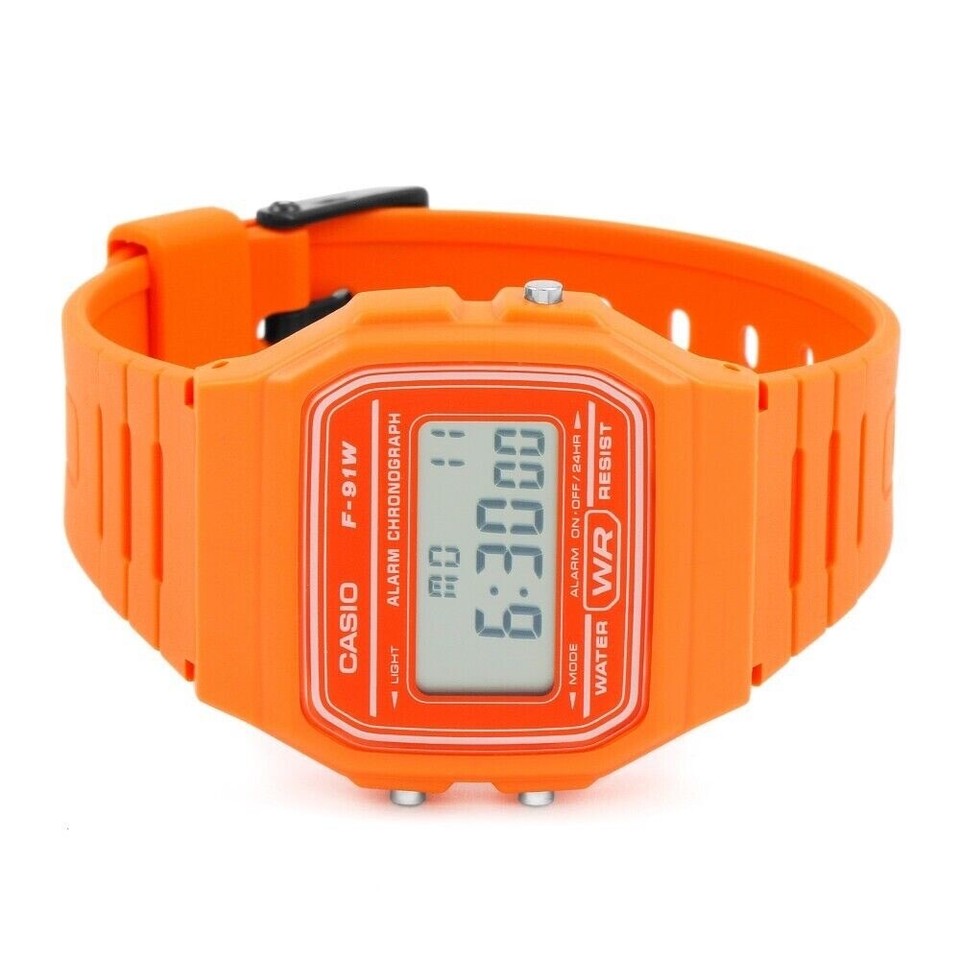 Casio F91W Vibrant ORANGE Resin Strap Casual Watch Casio F91WC-4A2EF ...
