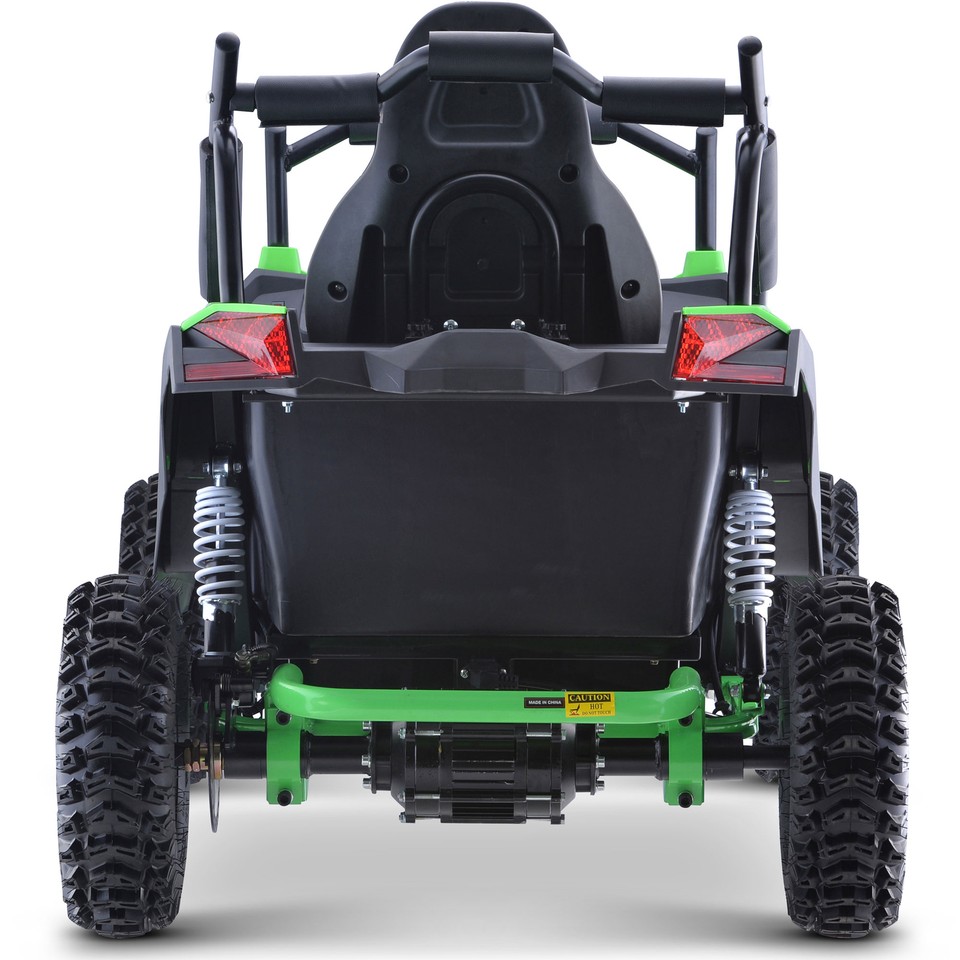 MotoTec 48V 1200W Raider Kids UTV in Green Rugged Full Suspension Ride ...