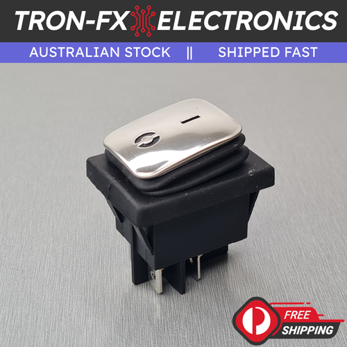 1PCS KCD4 DPST Red LED Stainless Steel Face Waterproof Rocker Switch ...