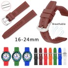 Breathable Silica Gel Watch Band Rubber Strap 16 18 24 20 22mm Silicone ...