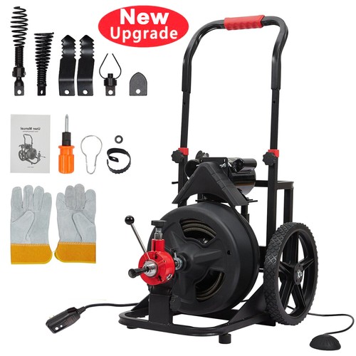 100' x 1/2" Drain Cleaner Electric Sewer Snake Cleaning Machine Auto ...