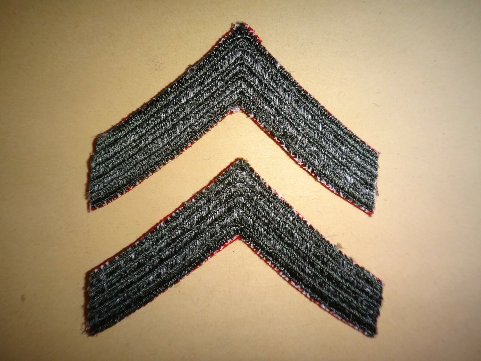 Pair Of USMC Marine PRIVATE 1st Class Rank Green OD Small Chevrons | eBay