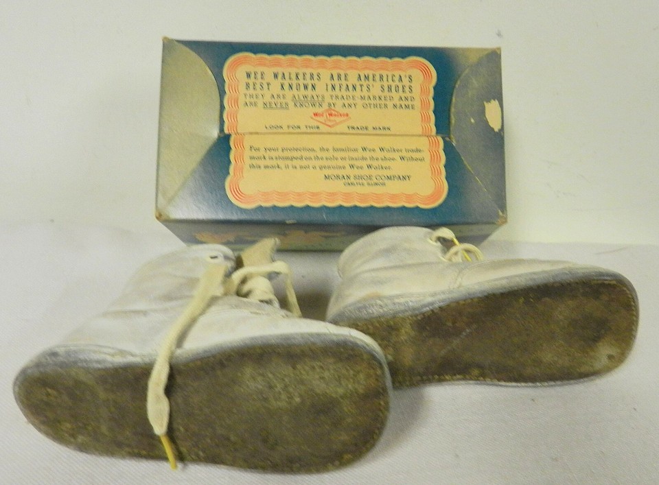 VINTAGE WEE WALKER BABY LEATHER SHOES in BOX MORAN SHOE COMPANY i | eBay