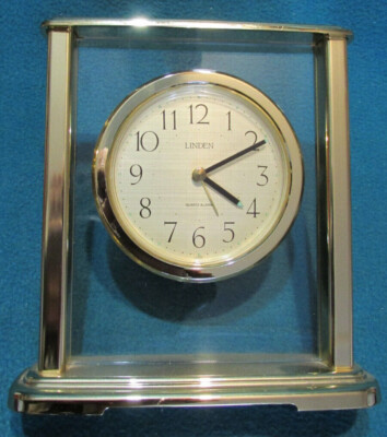 Vg. LINDEN Quartz mantel desk alarm clock. All metal. Made in Japan ...