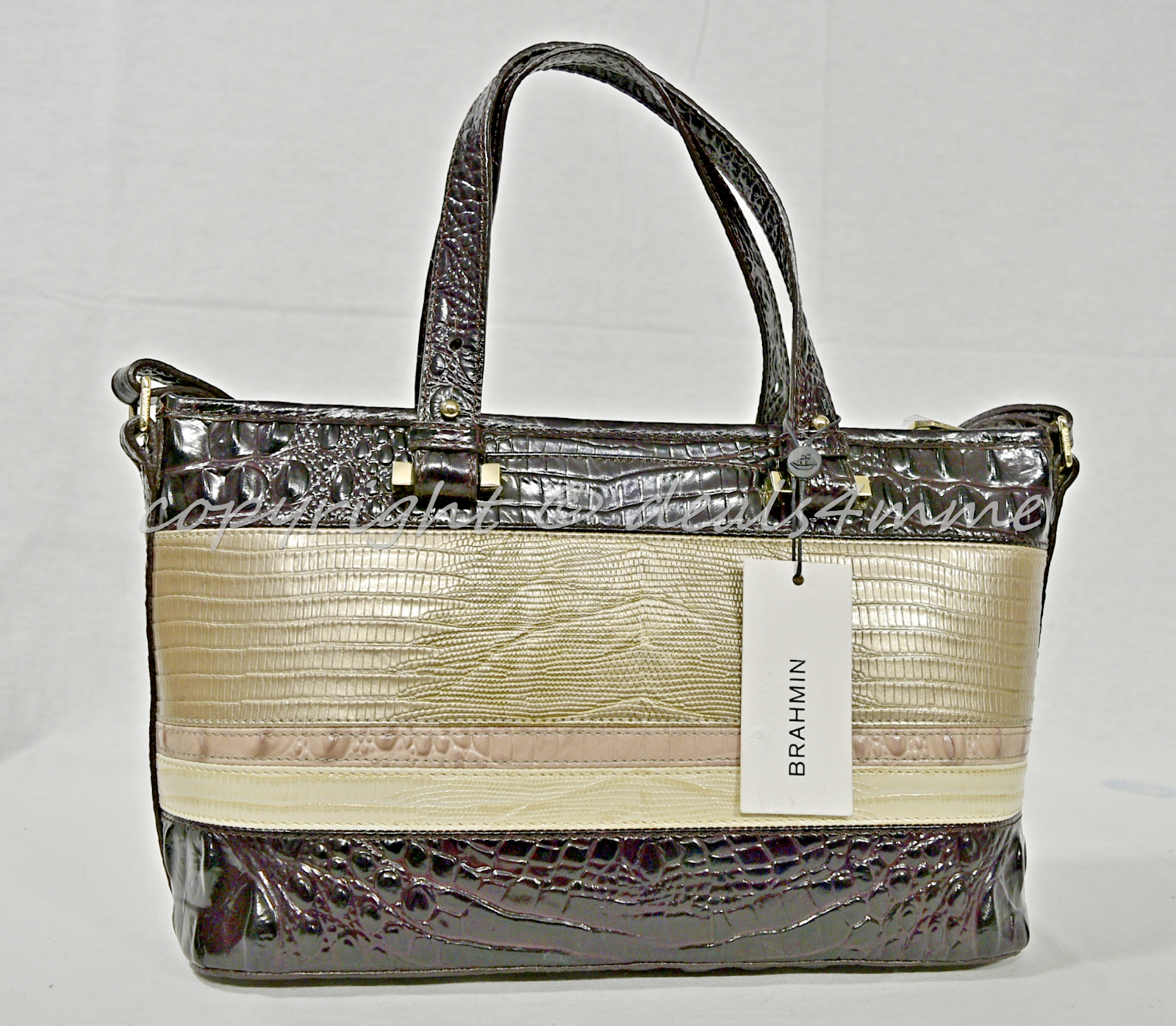 SET Brahmin Mini Asher Satchel/Shoulder Bag+Wallet in Sterling Kapoor ...