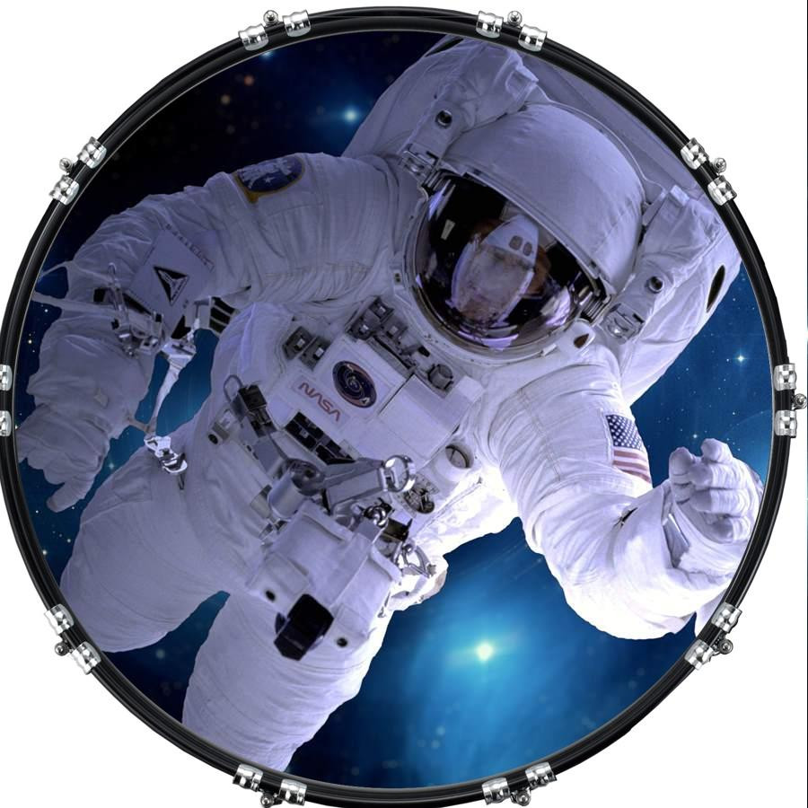 20" Custom Bass Kick Drum Front Head Graphic Graphical Space Astronaut ...
