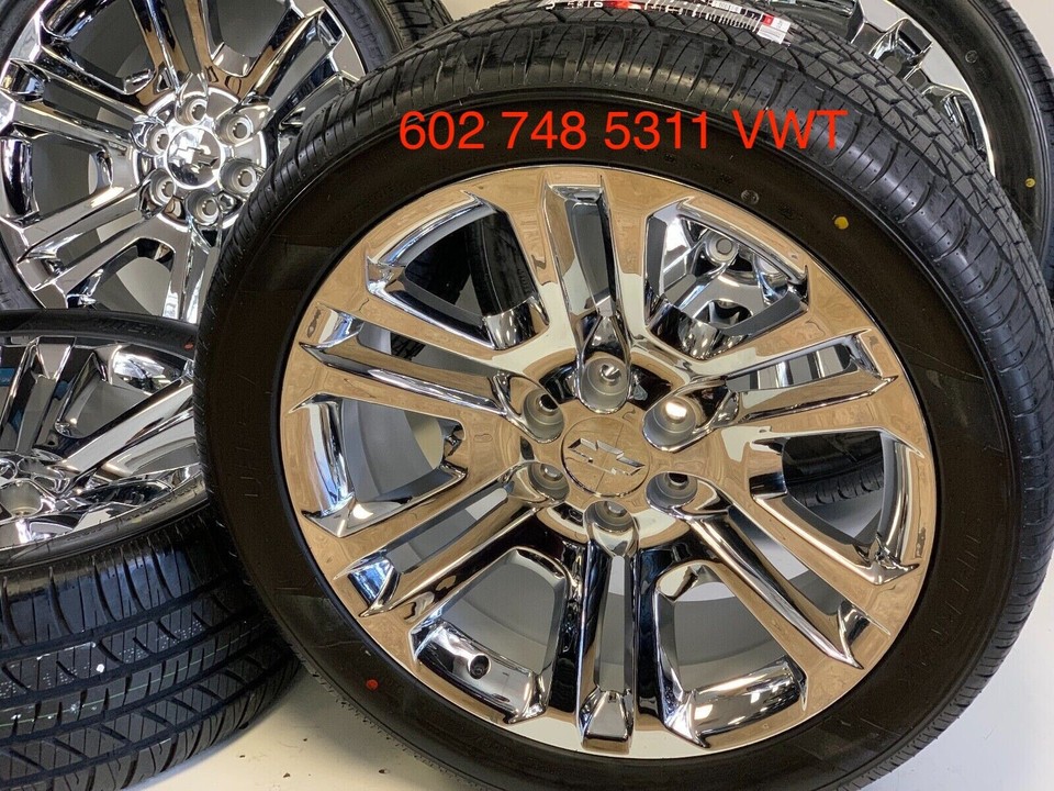 22" OEM FACTORY CHROME CADILLAC CHEVY SILVERADO GMC SIERRA WHEELS RIMS ...