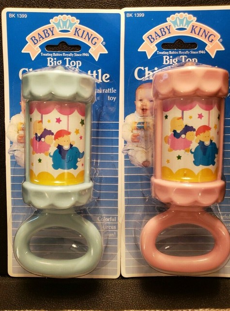 2 Baby King Big Top Chime Rattle Blue & pink Musical Baby Rattle New in ...