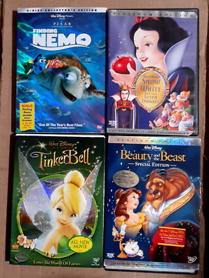 Beauty And The Beast/Snow White/Tinker Bell/Finding Nemo CVD Movie Lot ...