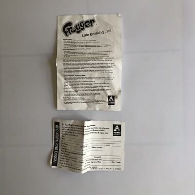 1997 Vintage hasbro interactive frogger Paperwork | eBay