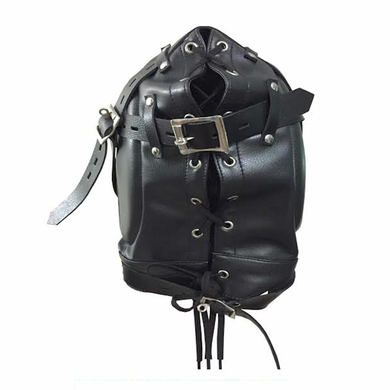 ADULT MASK SENSORY DEPRIVATION HOOD EXTREME BONDAGE SLAVE BLACK LEATHER ...