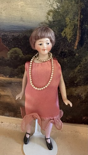 Antique Dollhouse Miniature, German All Bisque Doll W/Painted Eyes Rare ...