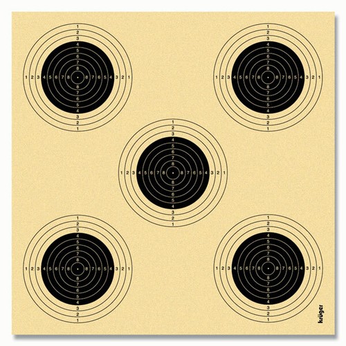 14x14cm Krüger Air Rifle 10 meters 5 bulls Targets Pack/250 Kruger | eBay