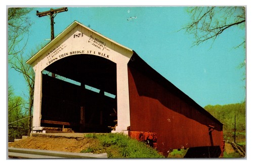 Vintage 1960s- Mecca Covered Bridge - Mecca, Indiana Postcard (UnPosted ...