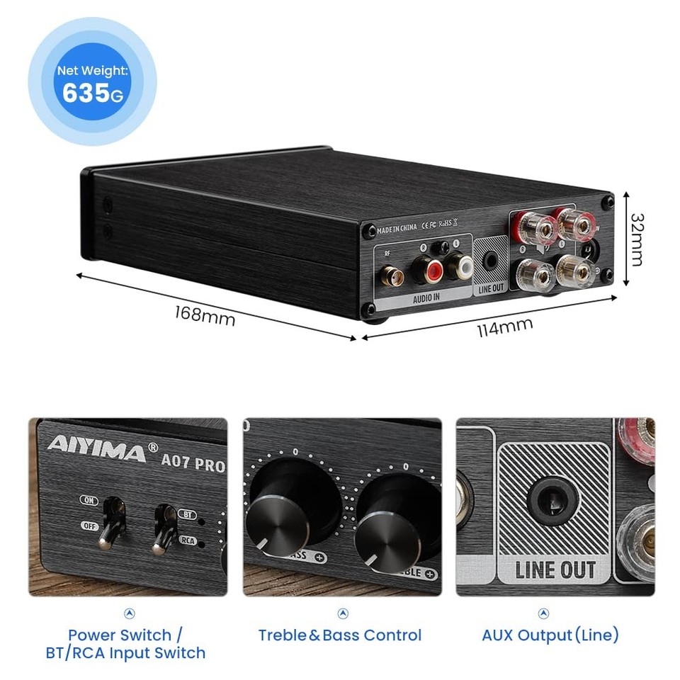 AIYIMA A07 Pro TPA3255 Stereo Amplifier Bluetooth 5.2 300Wx2 HiFi Class D Amp... | eBay