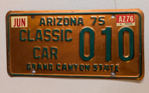 Beautiful 1975 Arizona "Classic Car" Copper Auto License Plate - low ...
