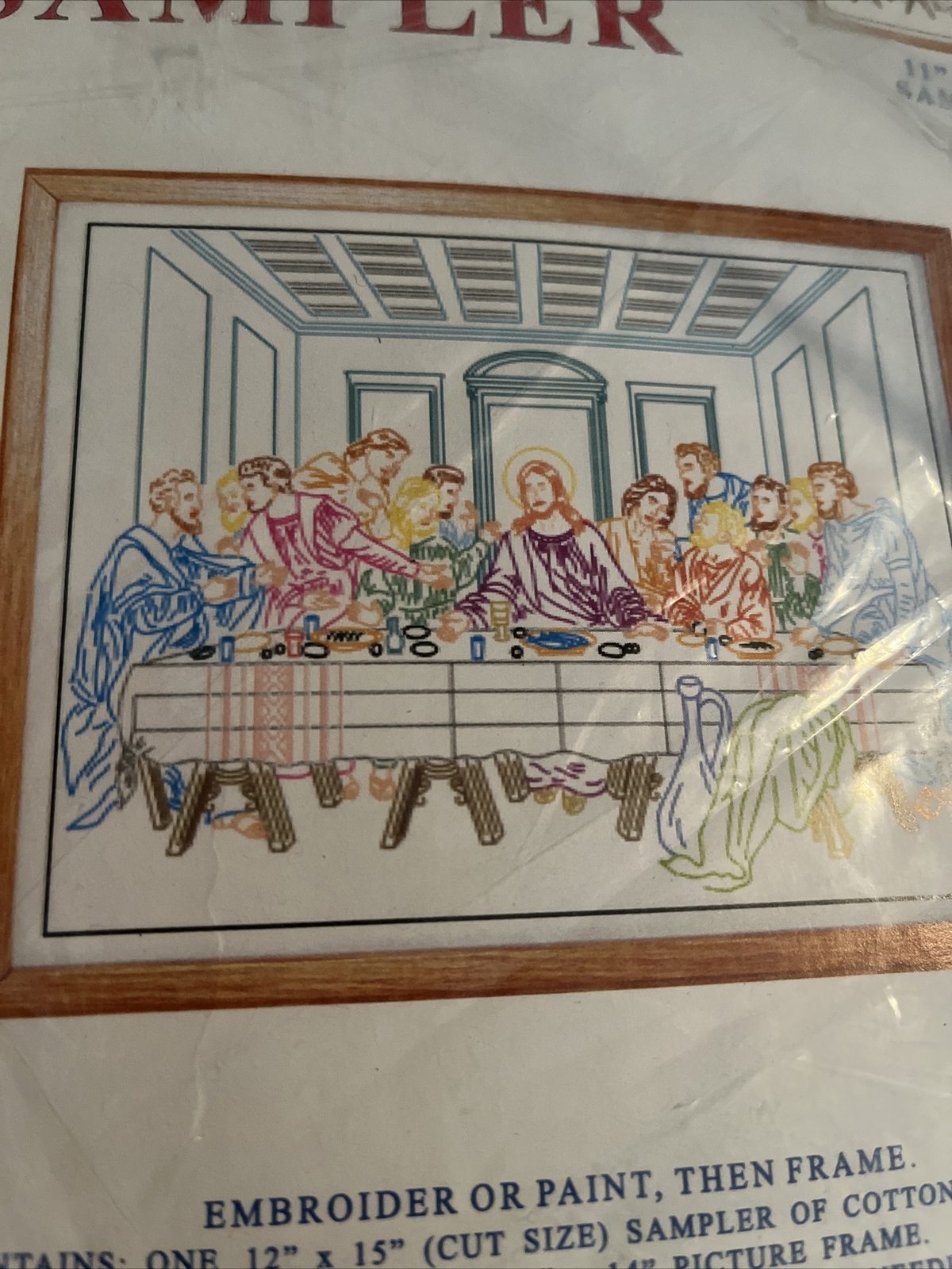 Jack Dempsey Stamped Embroidery Sampler 11x14 Last Supper With Thread ...