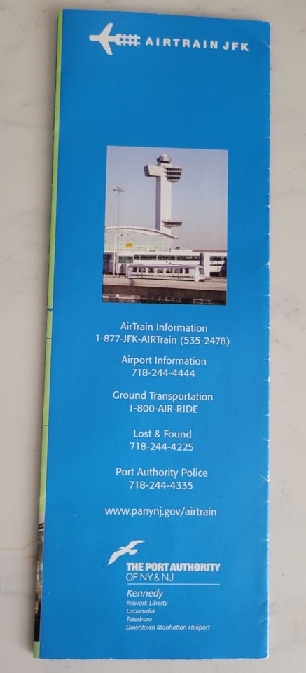 April 2006 AirTrain JFK International Airport Transit Map Fare NY Port ...