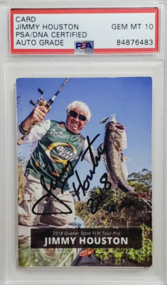 2018 FLW Jimmy Houston Signed Bass Fishing Promo Card Autograph PSA 10 ...