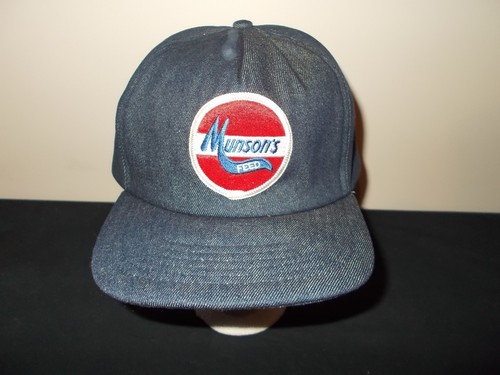 VTG-1980s Munsons Feeds Hybrids denim jean style farming retro hat ...