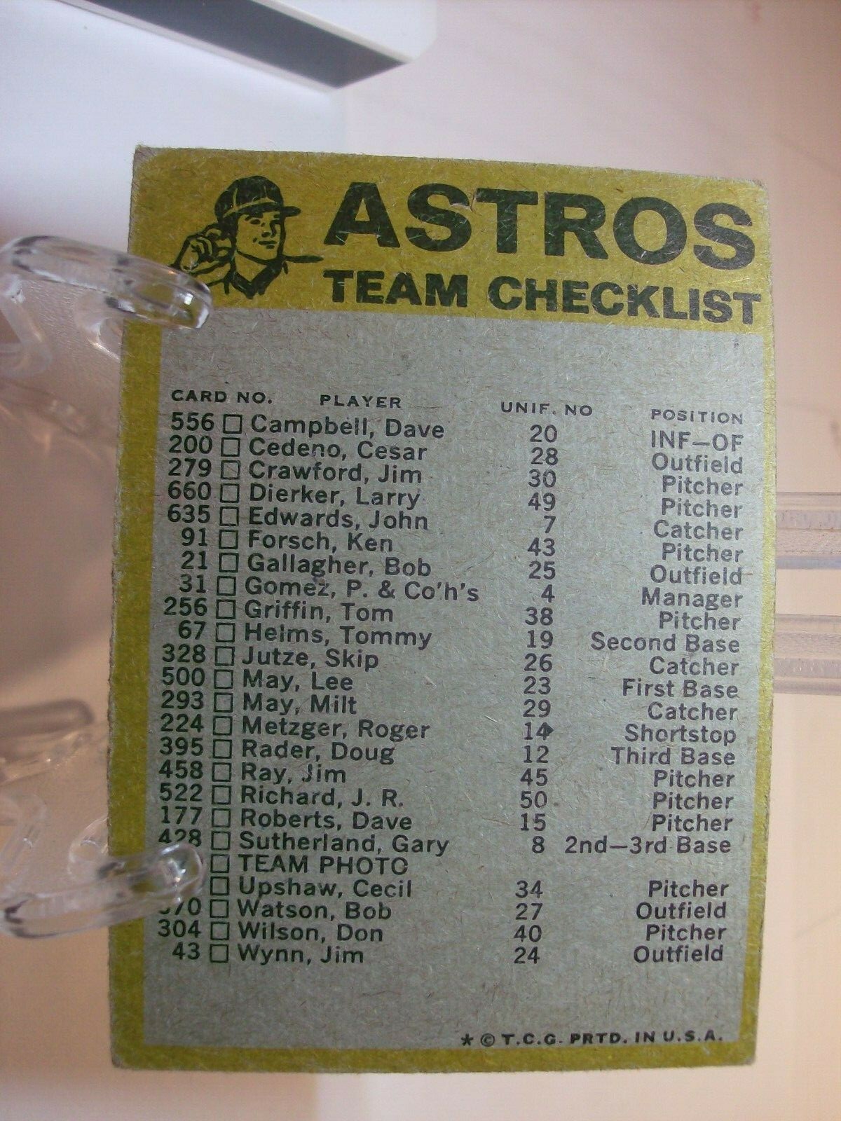 1974 Topps Team Checklists One Asterisk (*) Houston Astros (88189) | eBay