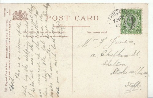 Family History Postcard - Jones, 12 Chatham St, Shelton, Stoke on Trent ...