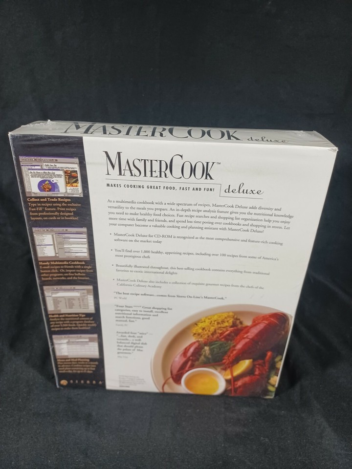 Vintage Sierra MasterCook Deluxe Cooking Recipes CD-Rom Software 1996 ...