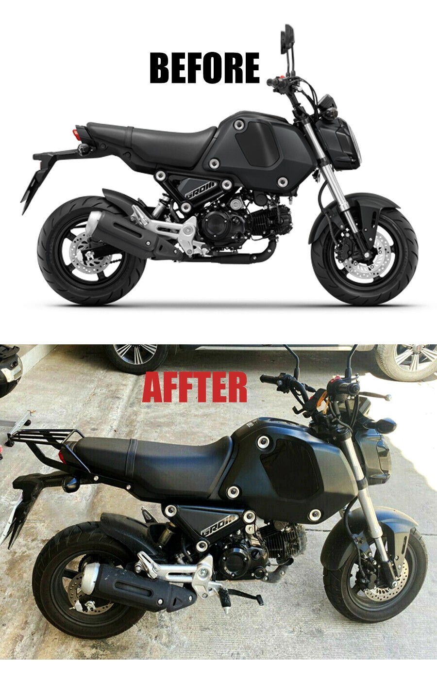 BLACK REAR TRAIL RACK CARGO LUGGAGE CARRIER FIT FOR HONDA GROM 125 2021 ...