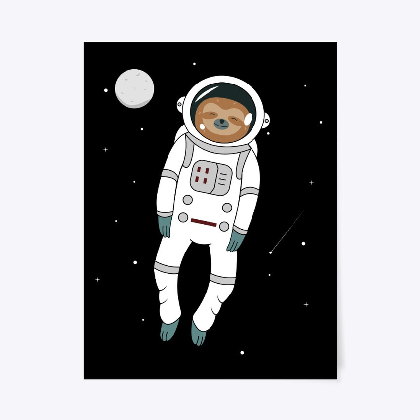 Astronaut Sloth Poster