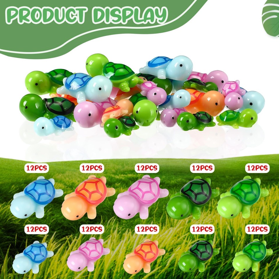 120 Pcs Miniature Sea Turtle Figurine Multicolor Tiny Turtle Statue ...