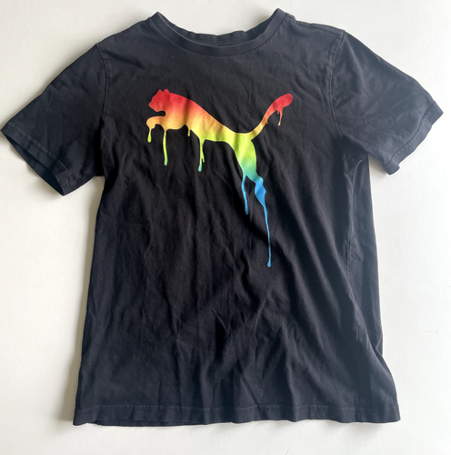 Kids Puma Short Sleeve Tee Shirt Size M 10-12 Black With Multicolor ...