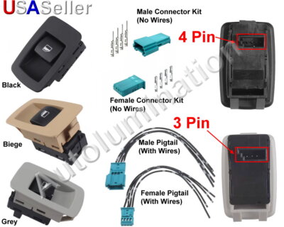 Power Window Control Switch Button Replaces BMW Connector 3, 5, M3, M5 ...