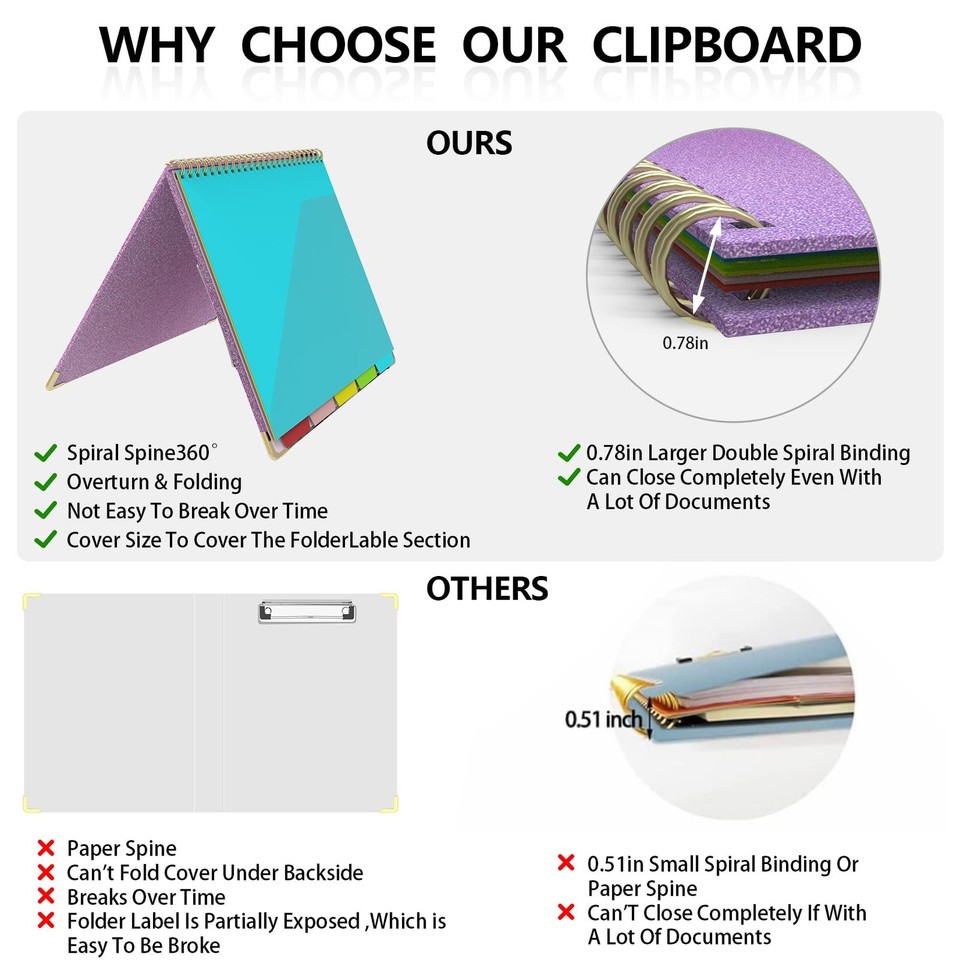 Clipboard Folio with Storage Clipboards Padfolio Notebook for Letter ...