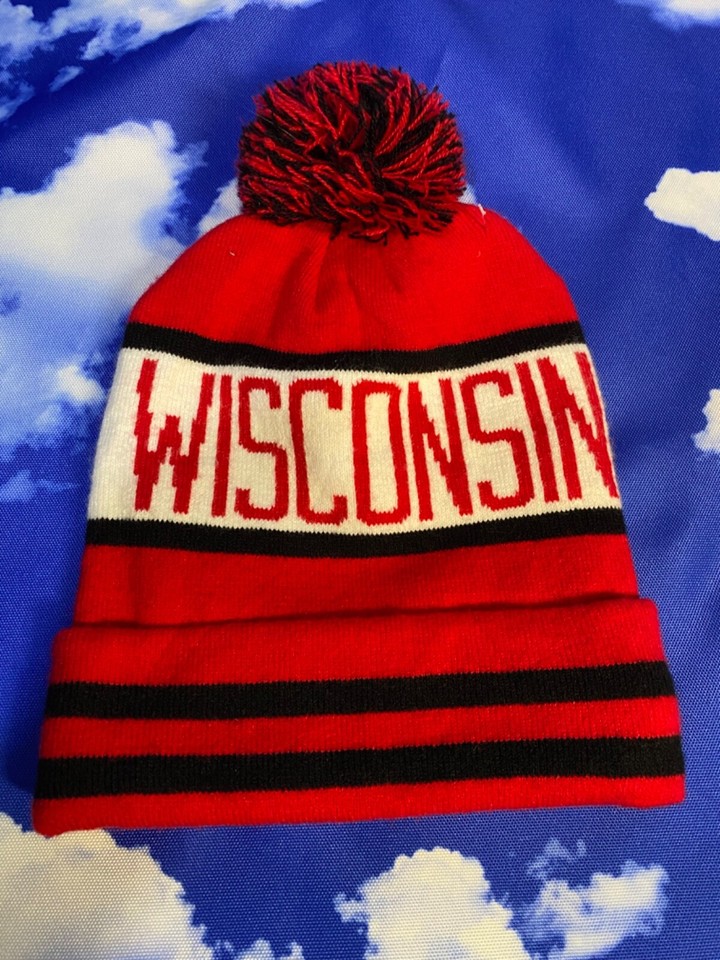 Wisconsin Badgers Winter Hat Beanie Cap red striped 14 NCAA-1 | eBay