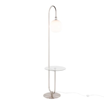 LumiSource Trombone Floor Lamp/Table, Nickel/Clear/White - L ...