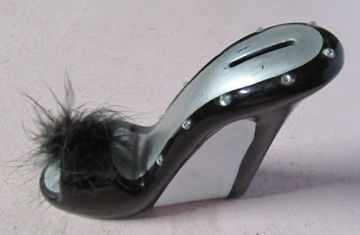 Stylish Stiletto High Heel Shoe Ceramic Piggy Bank Black/Silver/White ...
