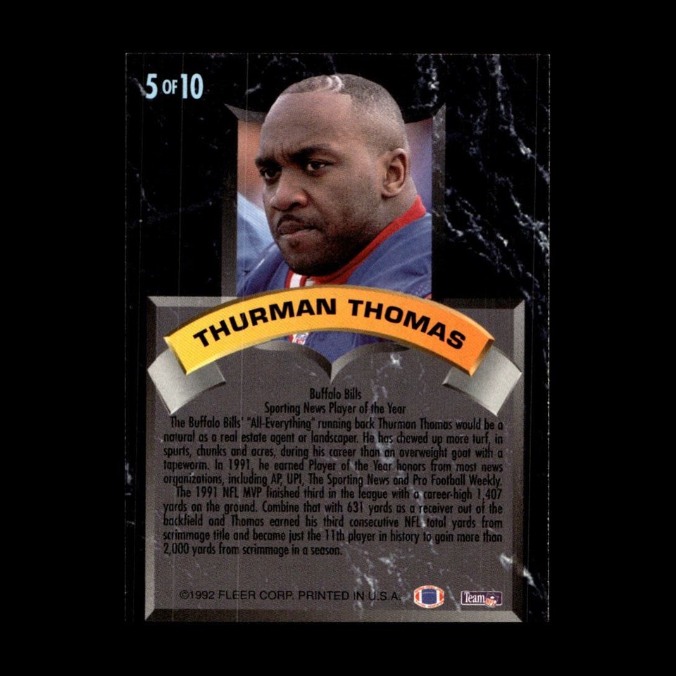 Thurman Thomas 1992 Fleer Ultra Buffalo Bills #5 R327D 44 | eBay