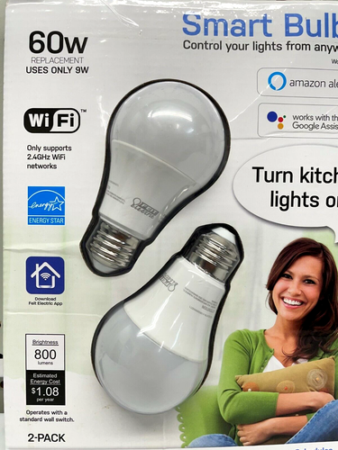 Feit Electric Wi-Fi Color Changing LED Smart Bulbs 60W 2 Pack New ...