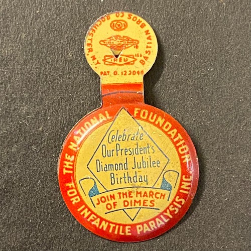 National Foundation for Infantile Paralysis Steel Fold Over Pin c1963 ...