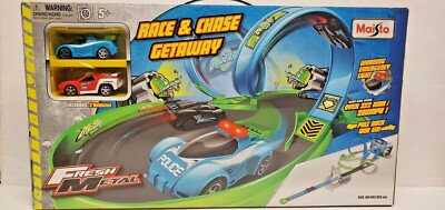 2018 Maisto Power Fresh Metal Race & Chase Set Car Track w/ 2 Cars ...