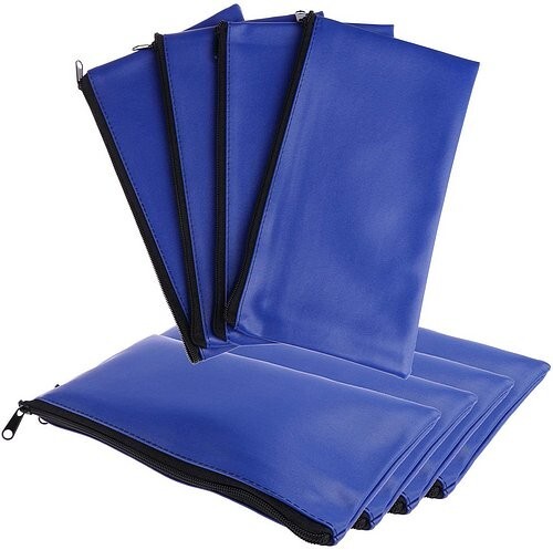 10 pcs 11x6" Multi Purpose Blue Bank Deposit Bags Blue for Receipt Cash ...