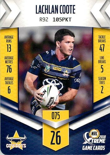 2018 NORTH QUEENSLAND COWBOYS NRL Card LACHLAN COOTE | eBay Australia