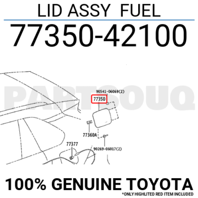 7735042100 Genuine Toyota LID ASSY FUEL 77350-42100 | eBay