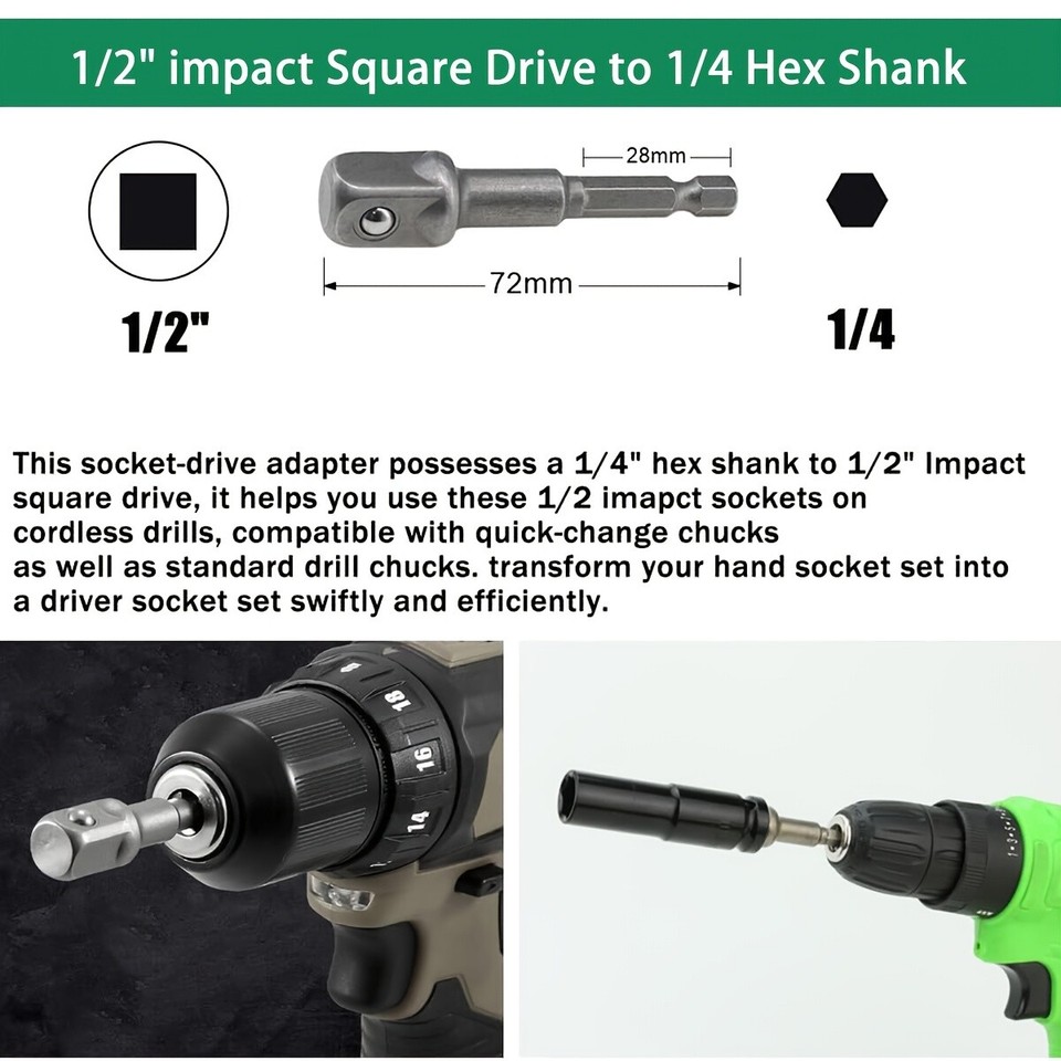 1/2" Deep Impact Socket Set Drive Long Reach Thin Wall Metric Sockets ...