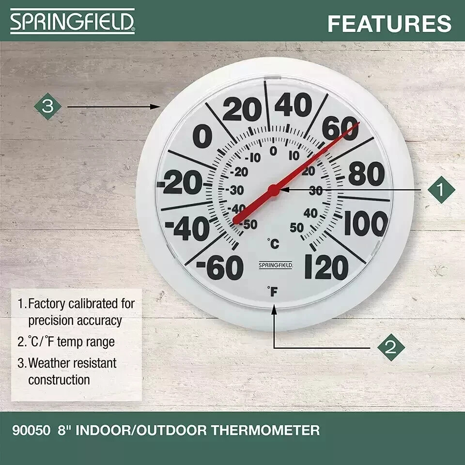 Springfield Indoor Outdoor Big and Bold Dial Thermometer, Wireless ...