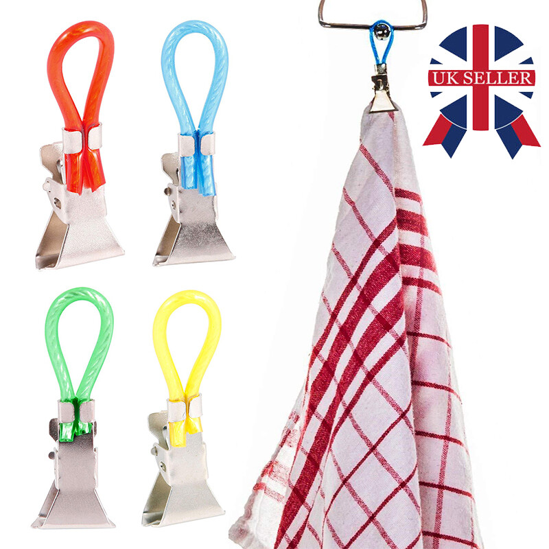 4PCS Tea Towel Hanging Clips Clip on Hooks Loops Hand Towel Hangers UK ...