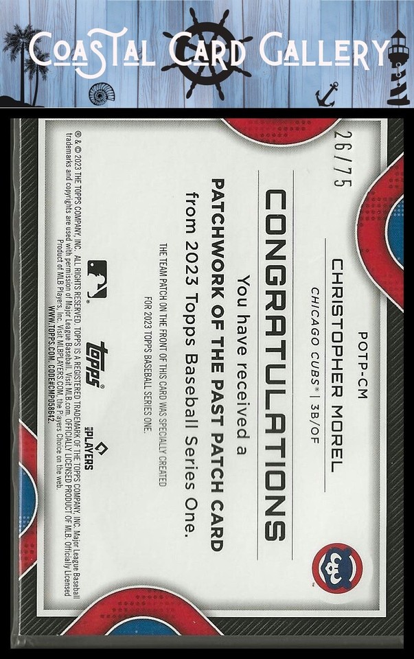 CHRISTOPHER MOREL 2023 TOPPS RELIC PATCH GOLD CUBS #POTP-CM RC SSP /75 ...