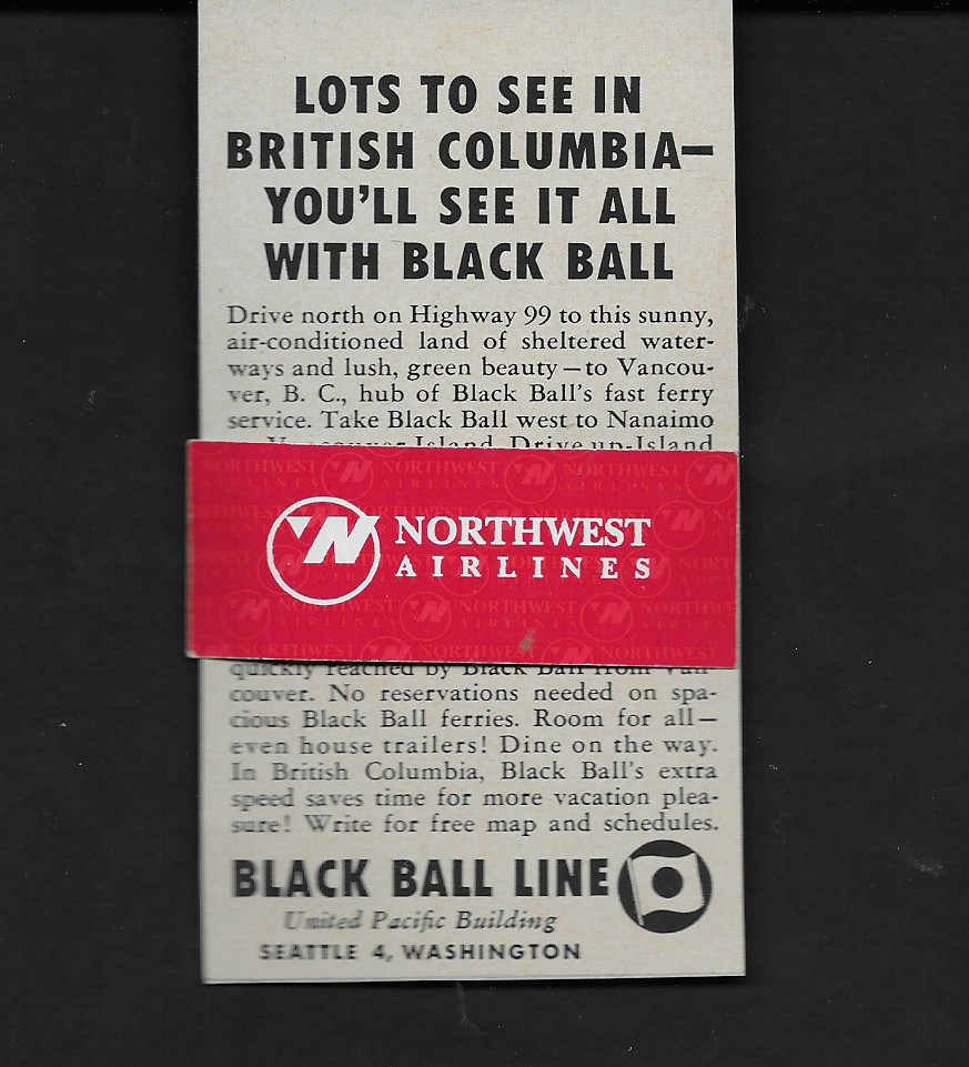 BLACK BALL LINES 1957 SEE ALL BRITISH COLUMBIA BY FERRIES TO VANCOUVER ...