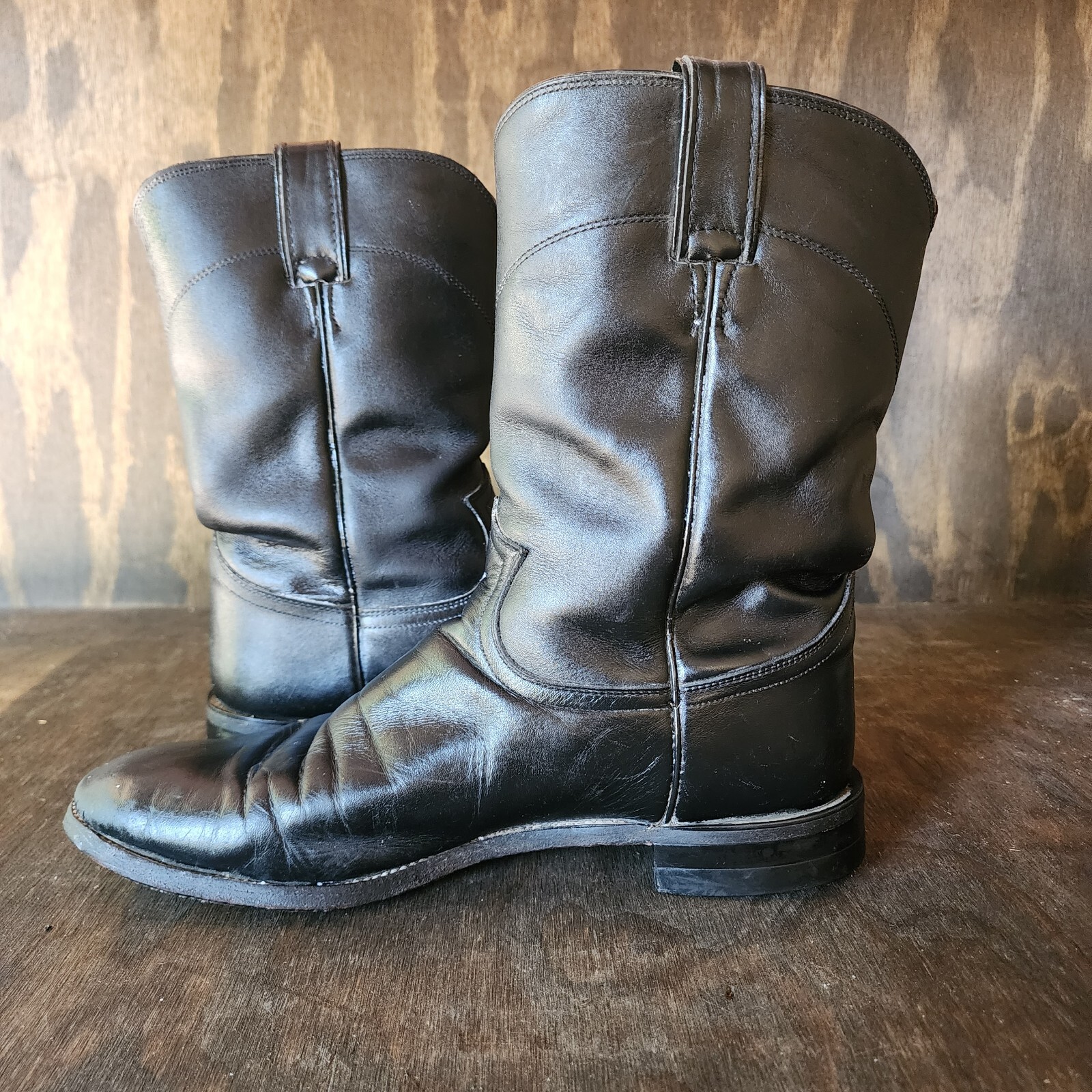 Justin Ropers 3133 Men's Black Cowboy Boots Size 9.5D | eBay